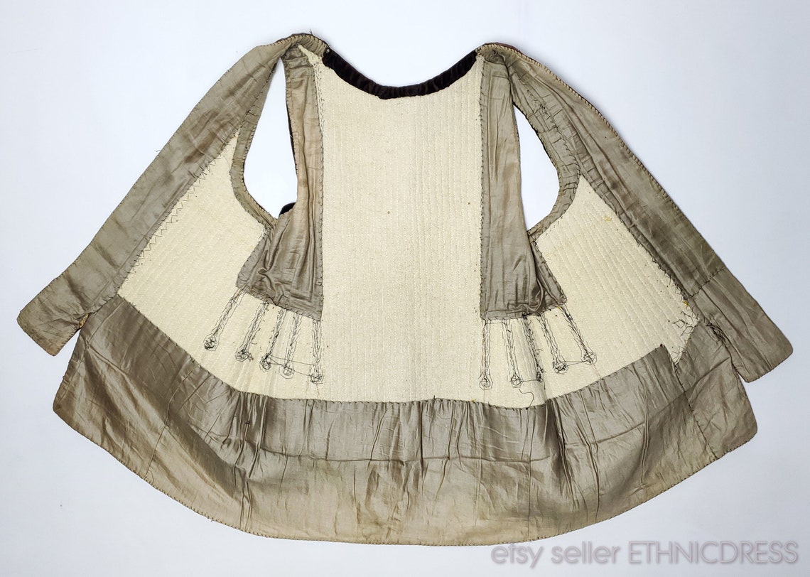 Antique Greek Folk Costume Vest From Attica, Greece | Sleeveless Jacket ...