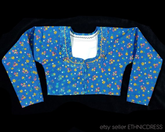 Vintage German folk costume jacket floral print cotton | Etsy