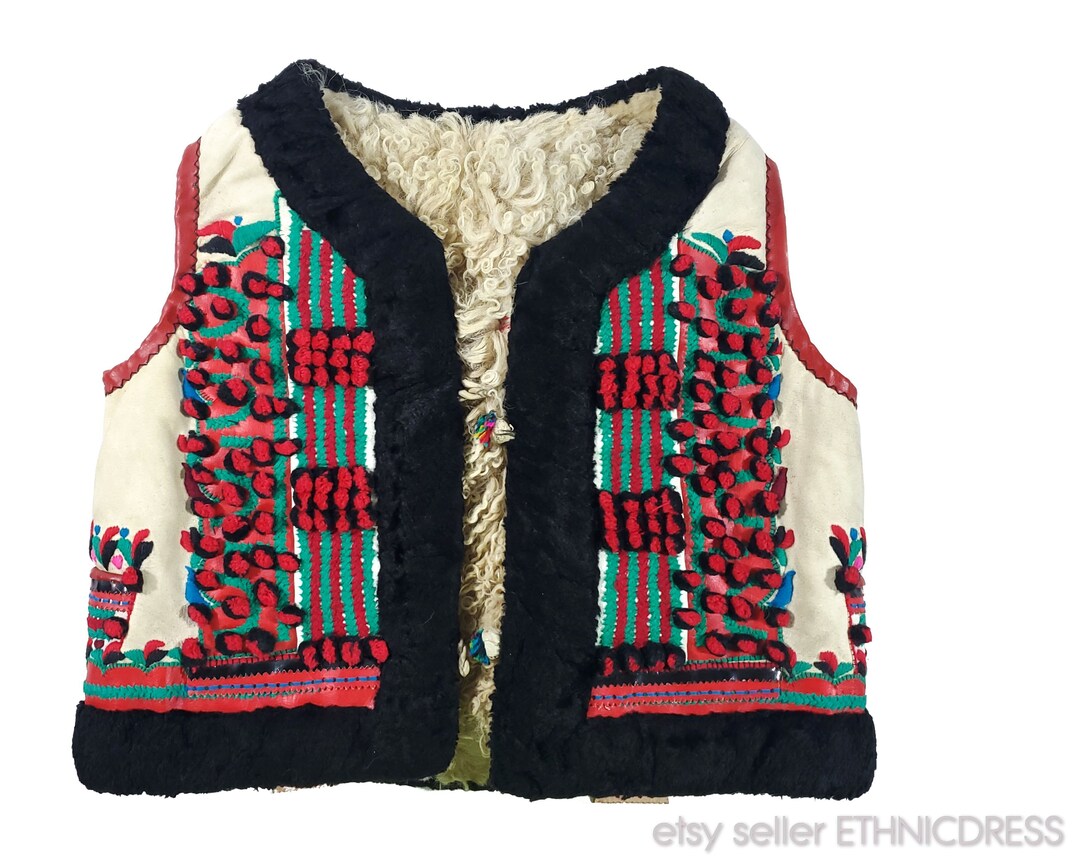 Vintage Romanian Folk Costume Vest From Bihor Region | Handmade ...