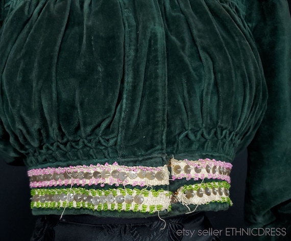 VINTAGE green velvet folk costume jacket from Lowicz … - Gem