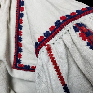 Vintage Romanian Folk Costume Embroidered Linen Blouse & Skirt Set ...