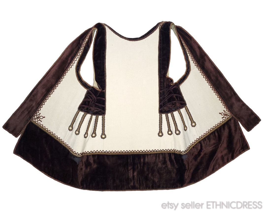 Antique Greek Folk Costume Vest From Attica, Greece | Sleeveless Jacket ...