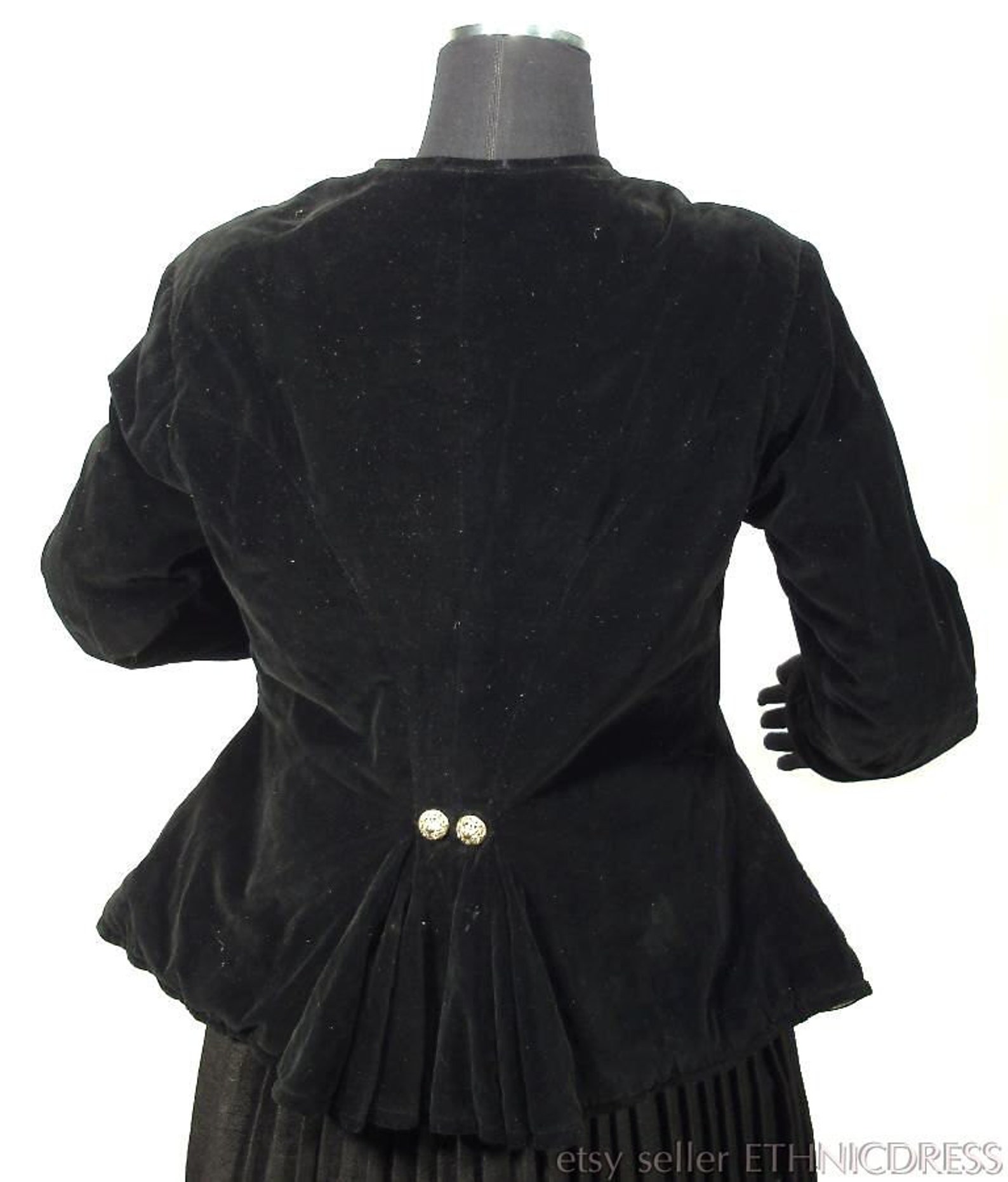 Vintage Black Velvet Coat Ethnic Folk Costume From Myjava | Etsy