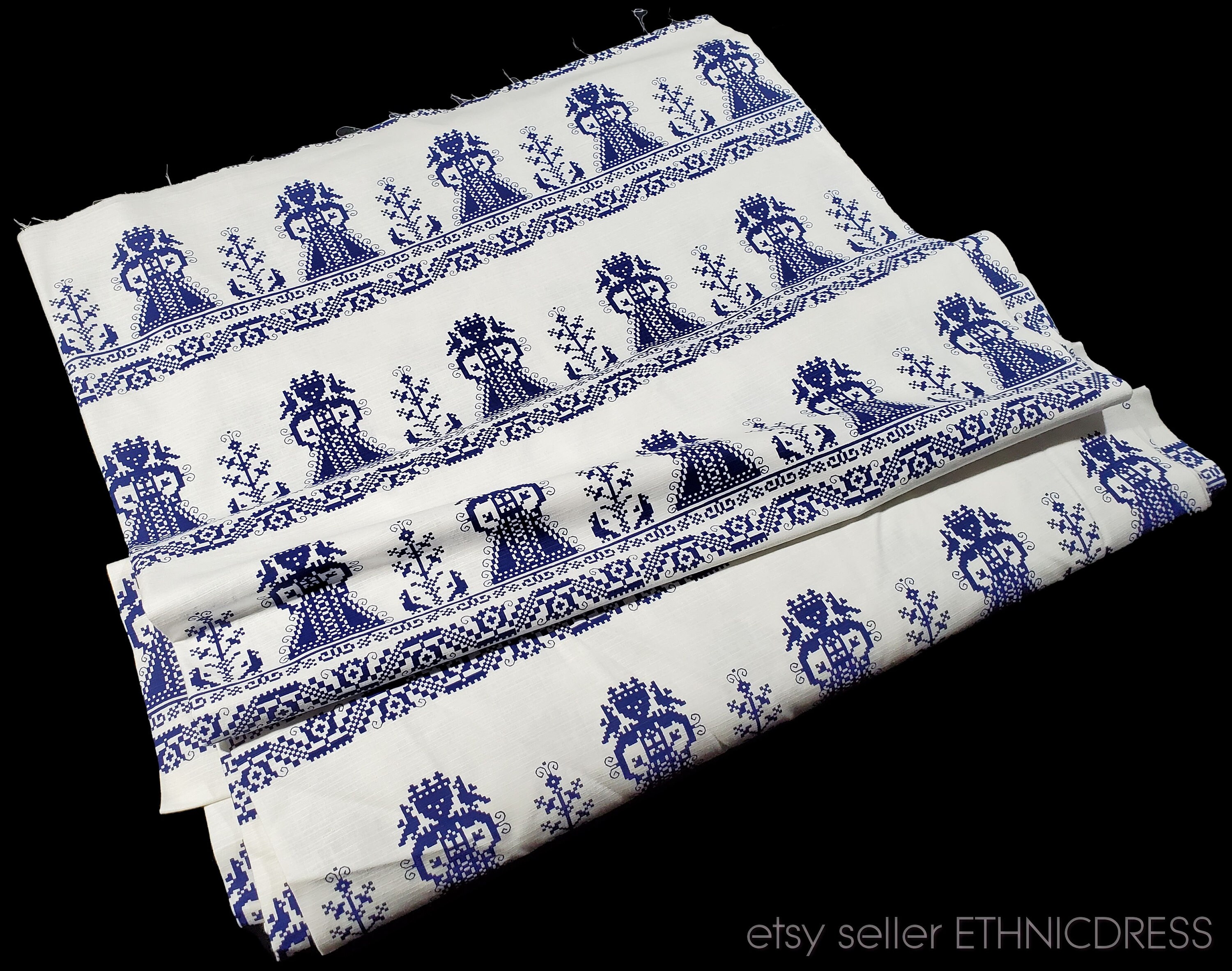 VINTAGE European folk art fabric for sewing projects 59 | Etsy