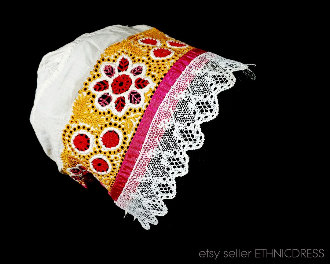 Antique Slovak Folk Costume Wedding Cap From Drahovce Slovakia | Orange ...