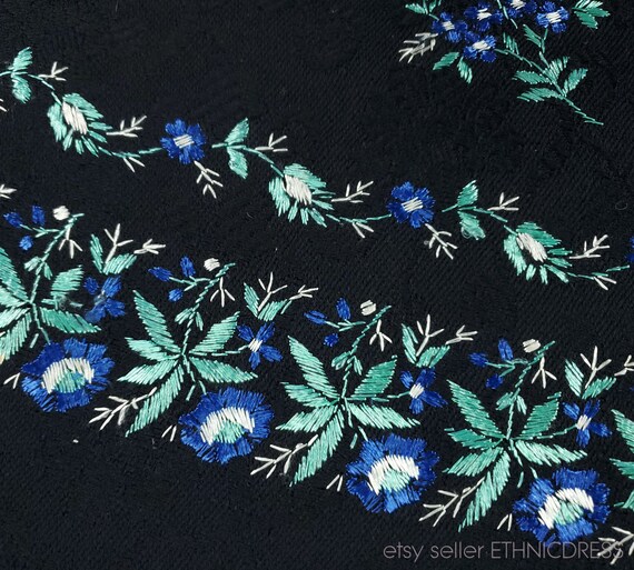 Antique German folk costume embroidered wool shawl - … - Gem