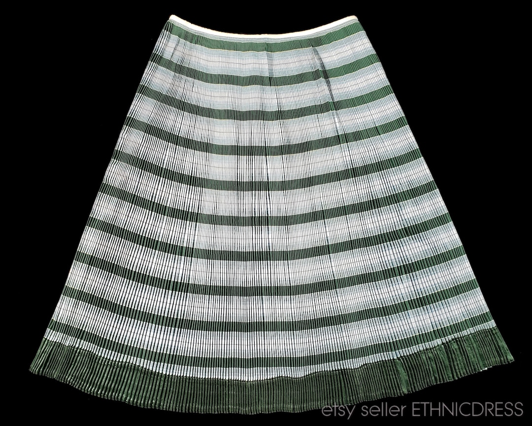 Vintage Rusyn Folk Costume Skirt From Sumiac, Slovakia | Striped Blue ...