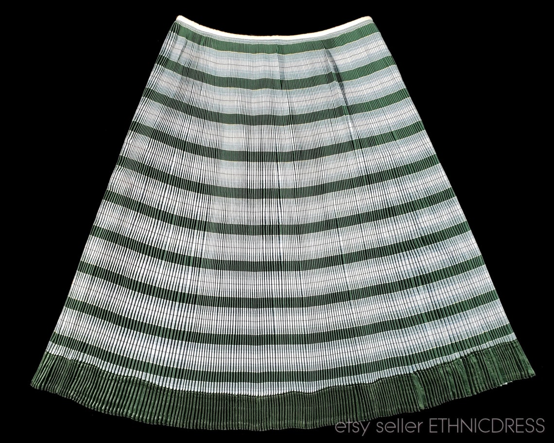 Vintage Rusyn Folk Costume Skirt From Sumiac, Slovakia | Striped Blue ...