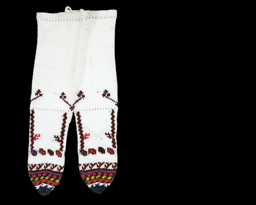 Pair of Balkan Handmade Long Cotton Socks | Turkey or Bulgaria ...