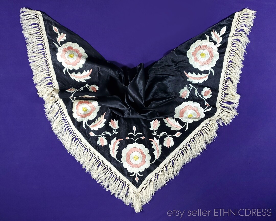 Glorious German Folk Costume Shawl From Schaumburg, Germany | Handmade ...