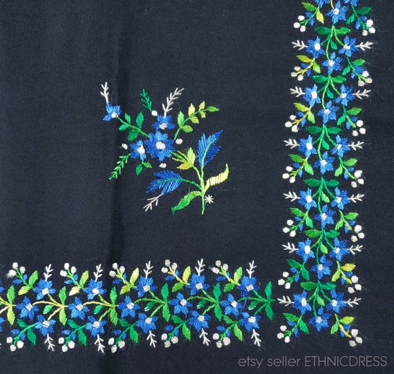 Antique German folk costume embroidered wool shawl - … - Gem
