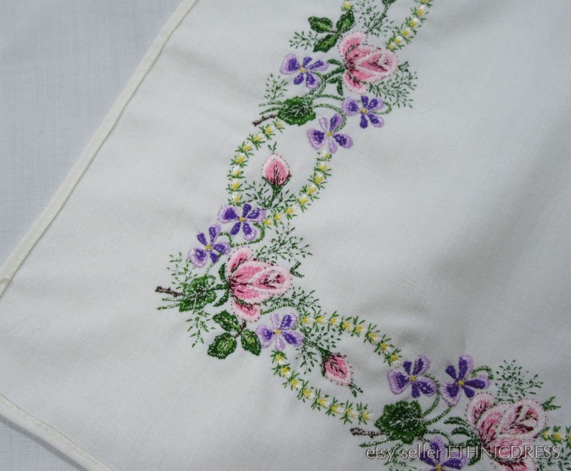 Embroidered Floral Kerchief Scarf From Eastern Europe | Ethnic Clothing ...