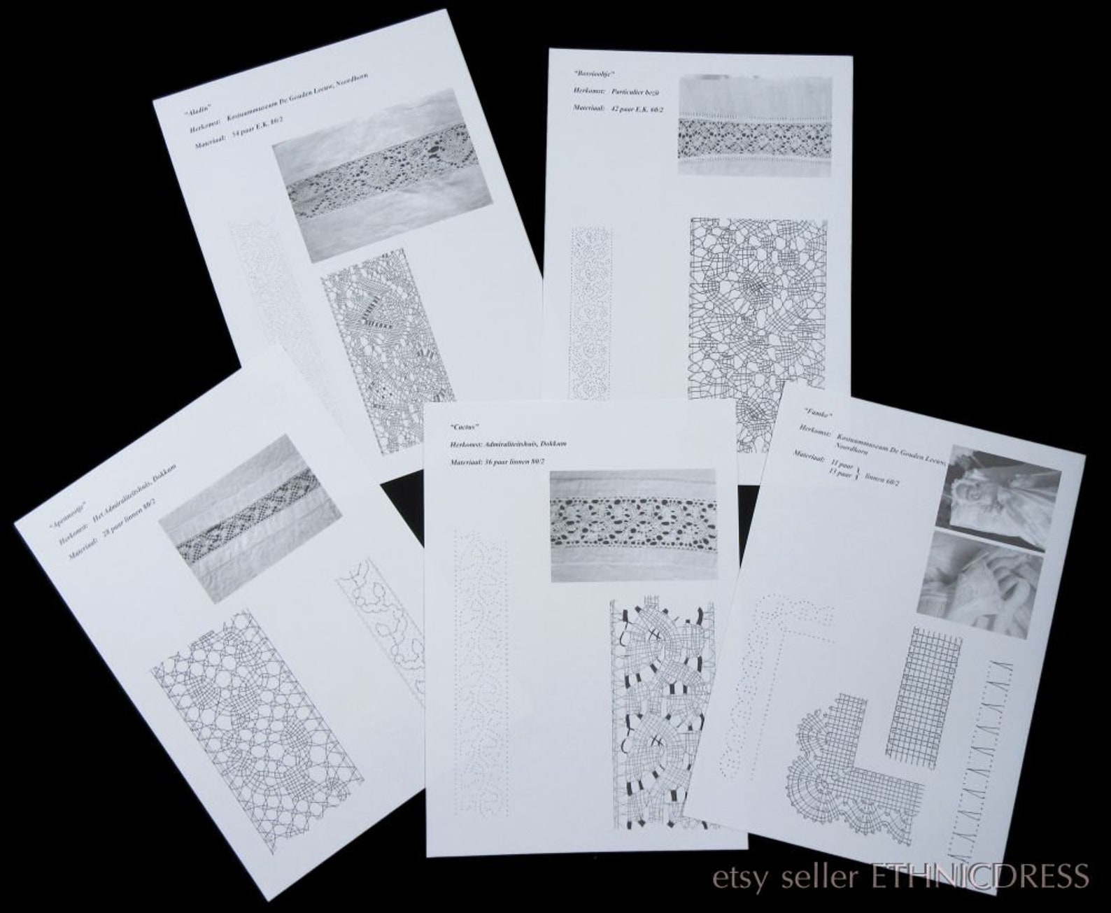 BOOK of Bobbin Lace Patterns From Netherlands | Antique Dutch Linen ...