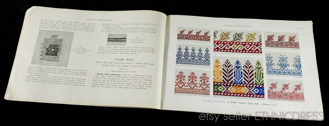 BOOK Moroccan Folk Embroidery Patterns DMC Floss Design | Traditional ...