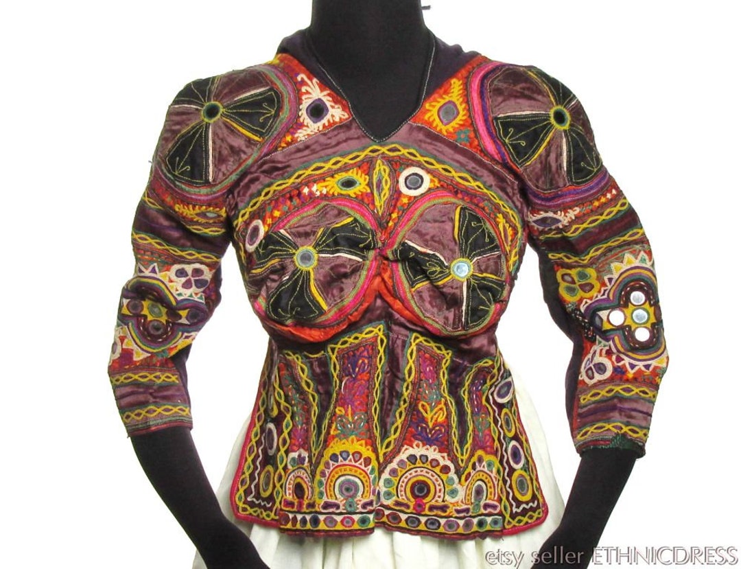 Antique Rabari Choli Traditional Embroidered Top | India Mirror Blouse ...