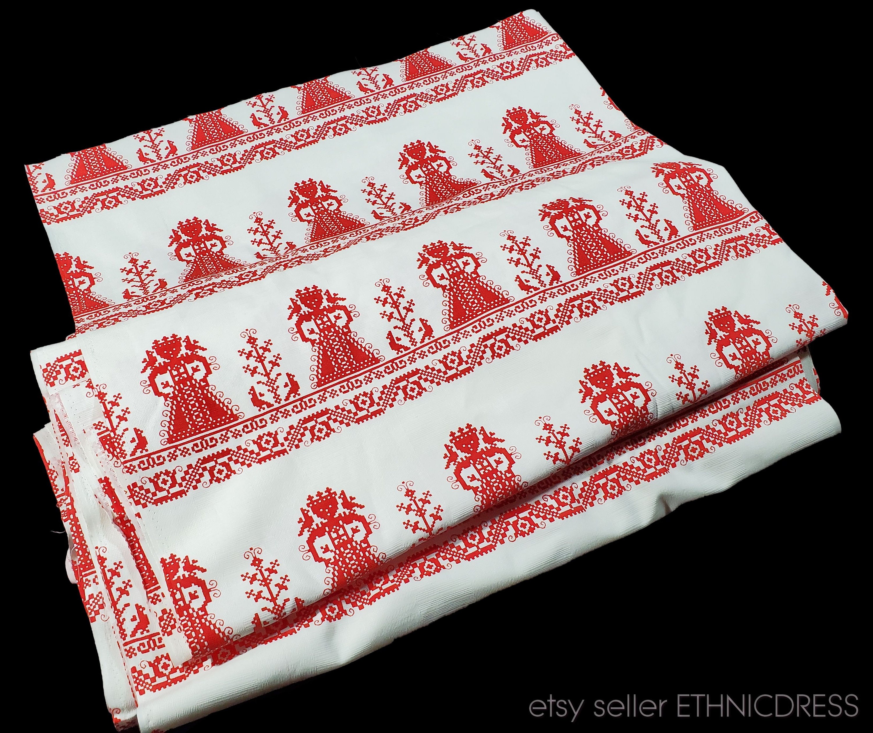 VINTAGE European folk art fabric for sewing projects 59 | Etsy