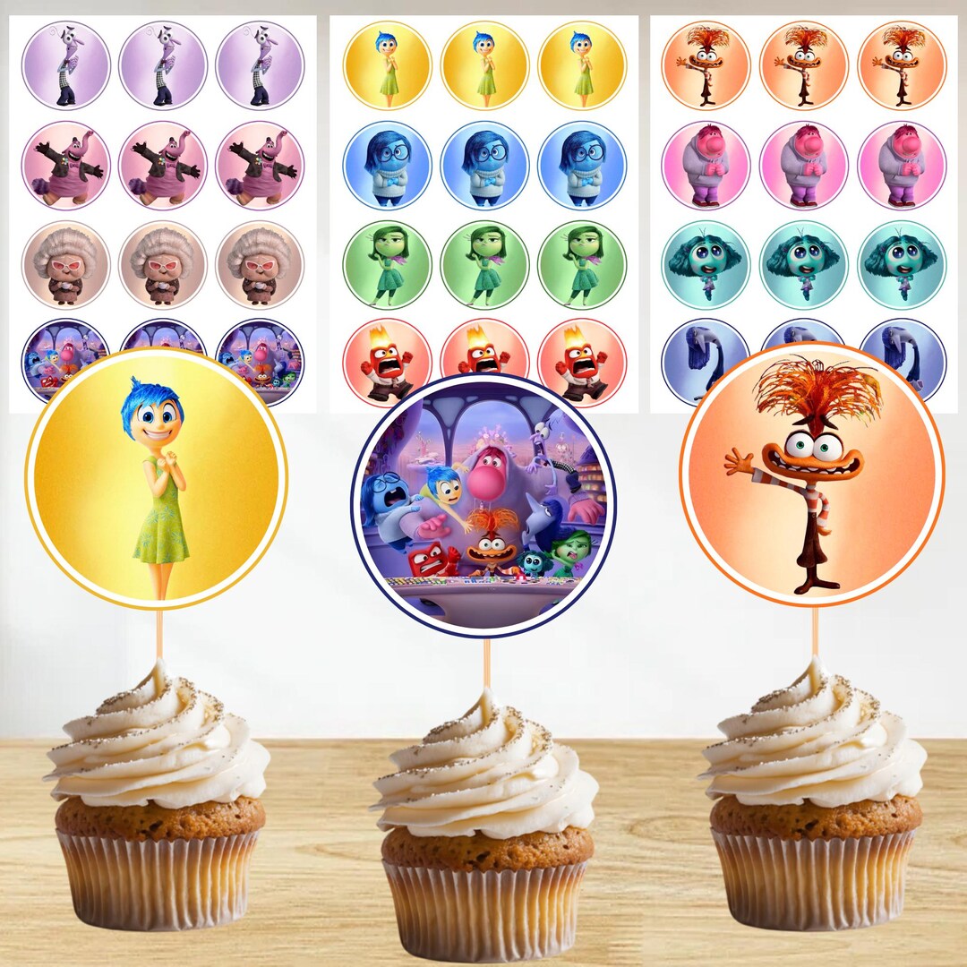 Inside Out Cupcake Toppers, Kids Birthday Decorations Io1 - Etsy
