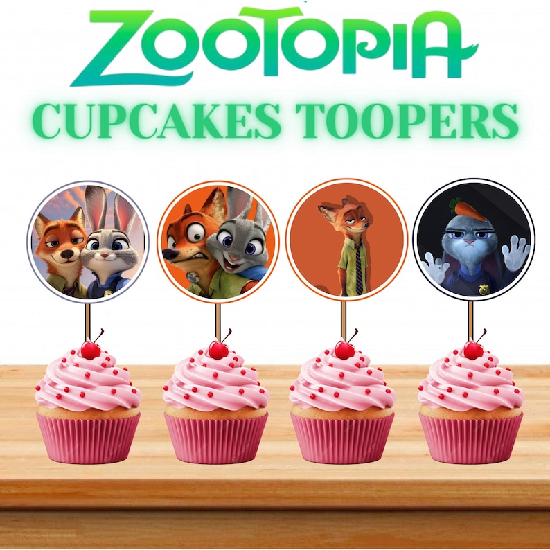 Zootopia Cupcake Toppers, Animal City Birthday Zo1 - Etsy