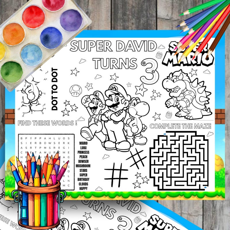 Birthday Activity Mario - Etsy UK