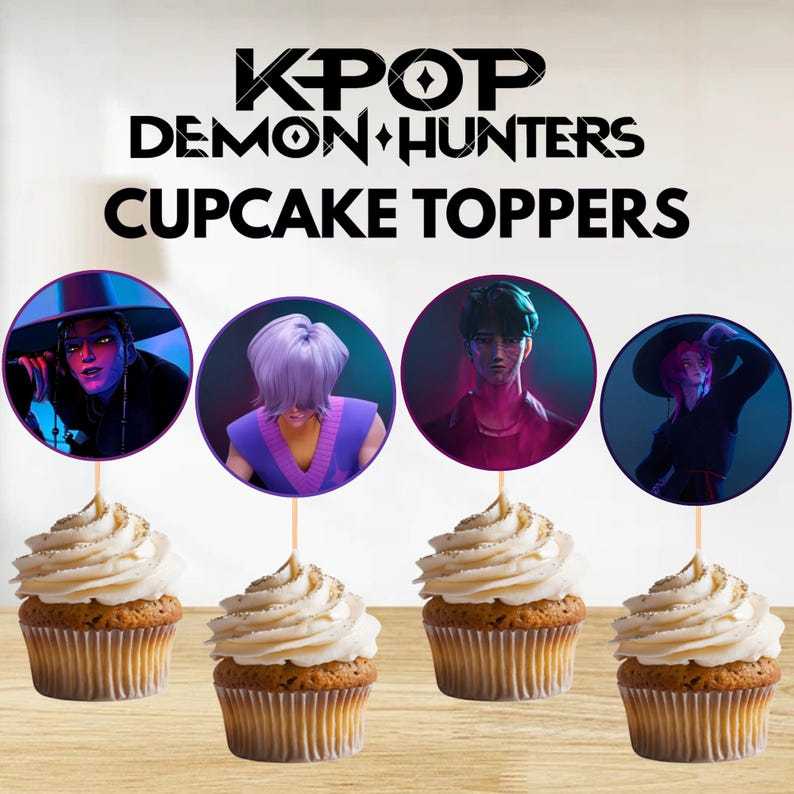 Kpop Demon Hunter Cupcake Toppers Anime Party Decorations Kp1 - Etsy