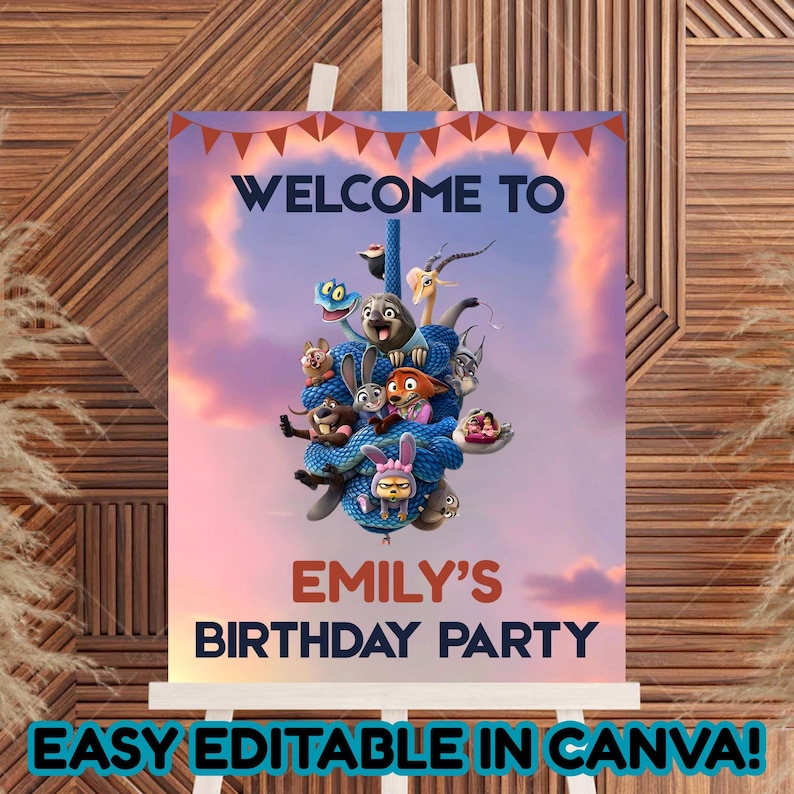 Zootopia Welcome Sign Kids Birthday Party Entrance Poster Zo1. - Etsy