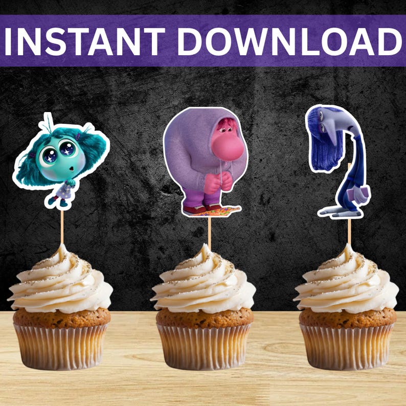 Inside Out Cupcake Toppers Cutouts Kids Birthday Decor Io1 - Etsy