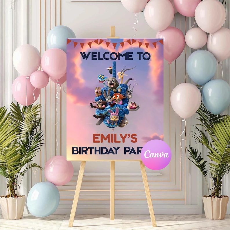 Zootopia Welcome Sign Kids Birthday Party Entrance Poster Zo1. - Etsy