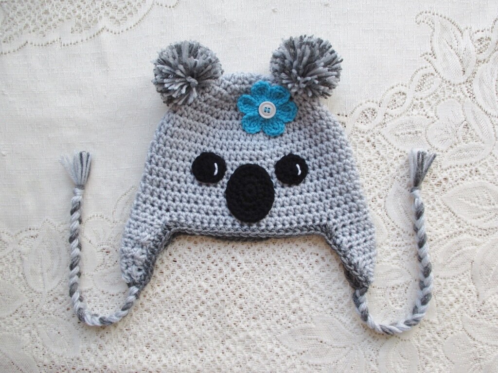 Koala Bear Crochet Hat Winter Hat Photo Prop Animal Hat | Etsy