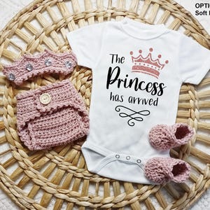 Baby Princess Crochet Outfit - Princess Has Arrived - Crochet Princess Crown - Baby Shower Gift ...