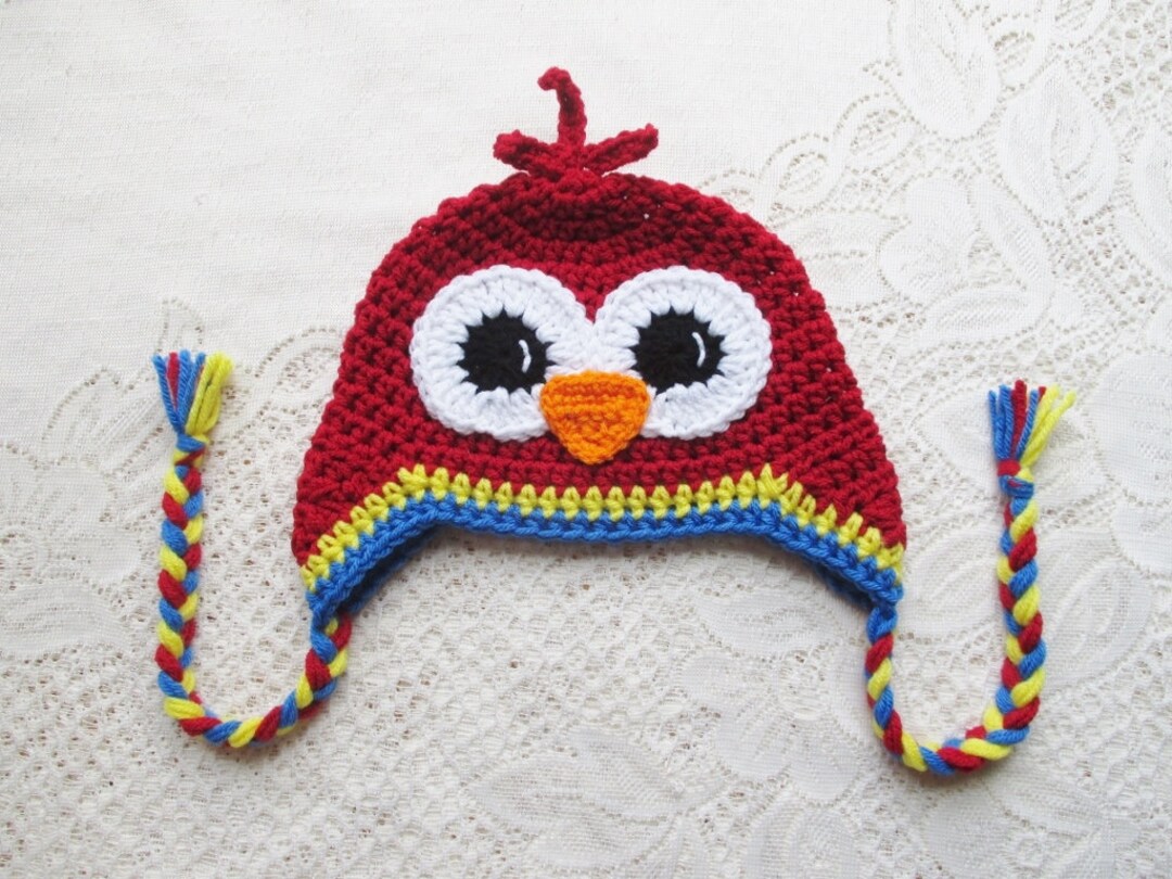 Red Crochet Parrot Hat - Winter Hat - Photo Prop - Animal Hat - Crochet ...