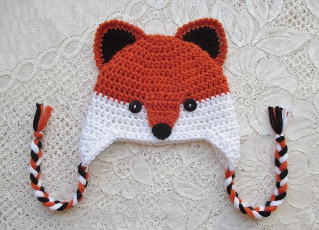 Red Fox Crochet Hat - Wildlife Animal - Winter Hat - Photo Prop ...