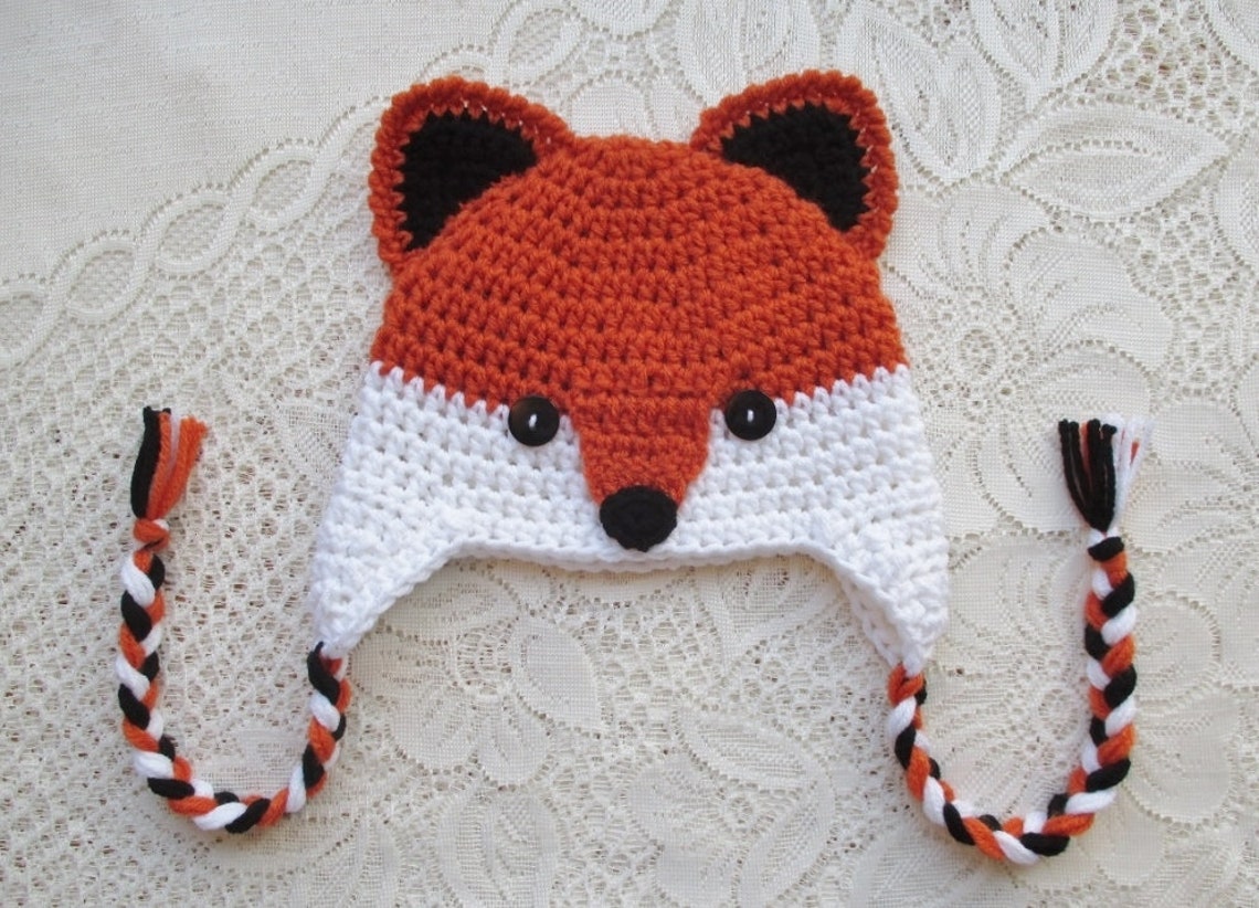 Red Fox Crochet Hat Wildlife Animal Winter Hat Photo | Etsy