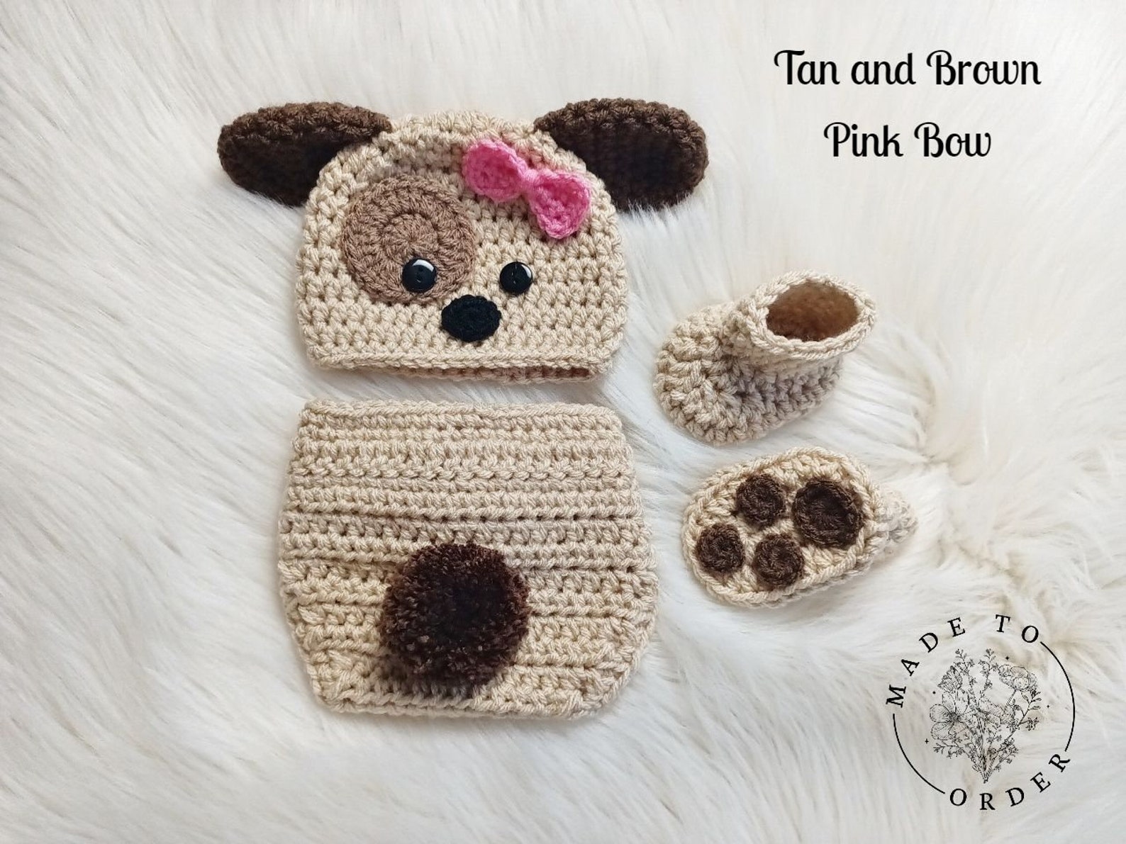 Crochet Baby Puppy Hat and Diaper Cover, Newborn Photo Prop, Halloween ...