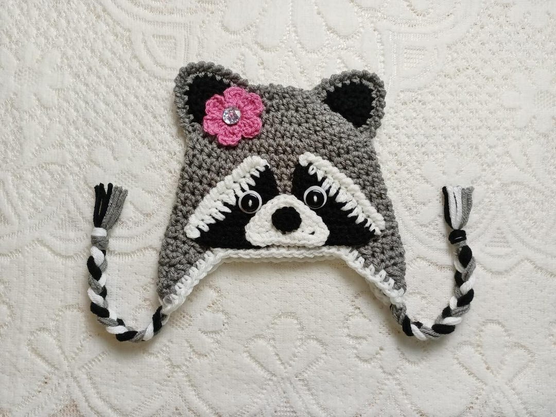 Crochet Raccoon Hat Winter Hat Photo Prop Baby Hat Woodland Animal ...