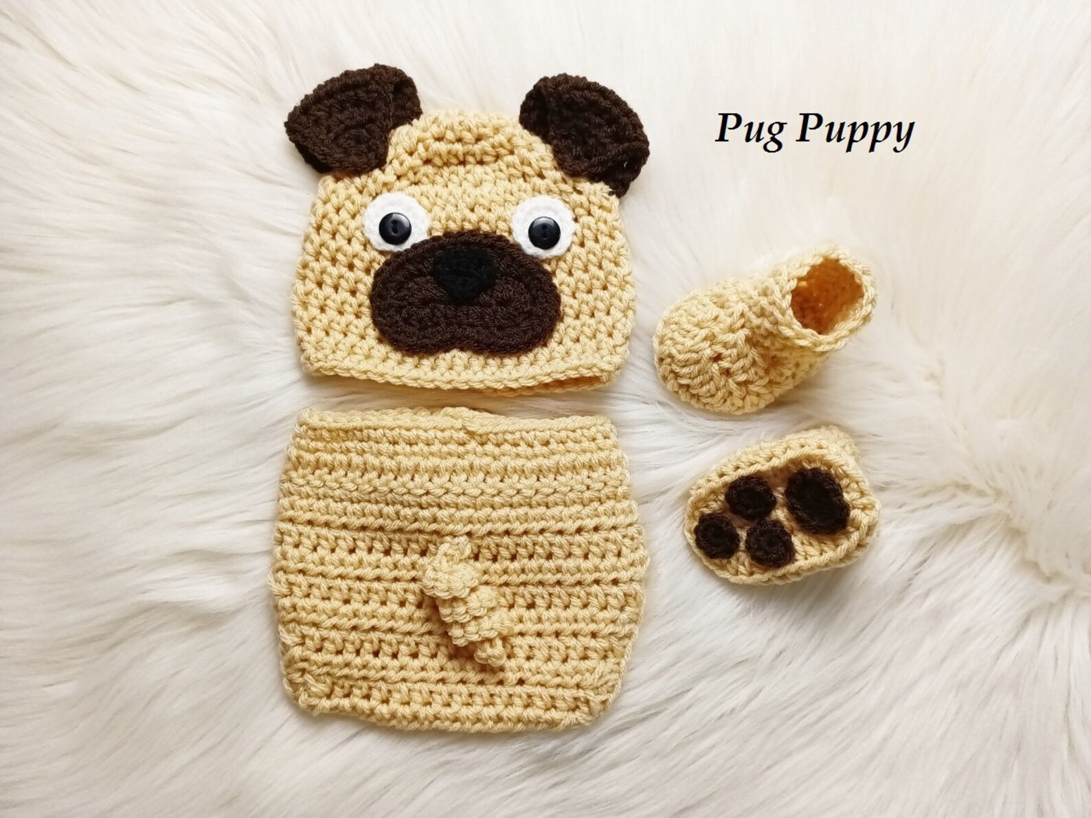 Crochet Baby Puppy Hat and Diaper Cover, Newborn Photo Prop, Halloween ...