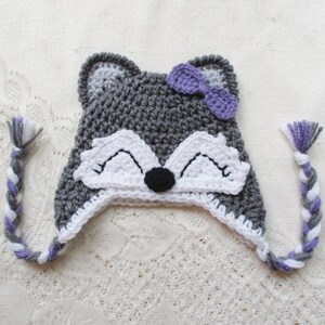 Bright Pink & Purple Fox Crochet Hat - Wildlife Animals - With Bow ...