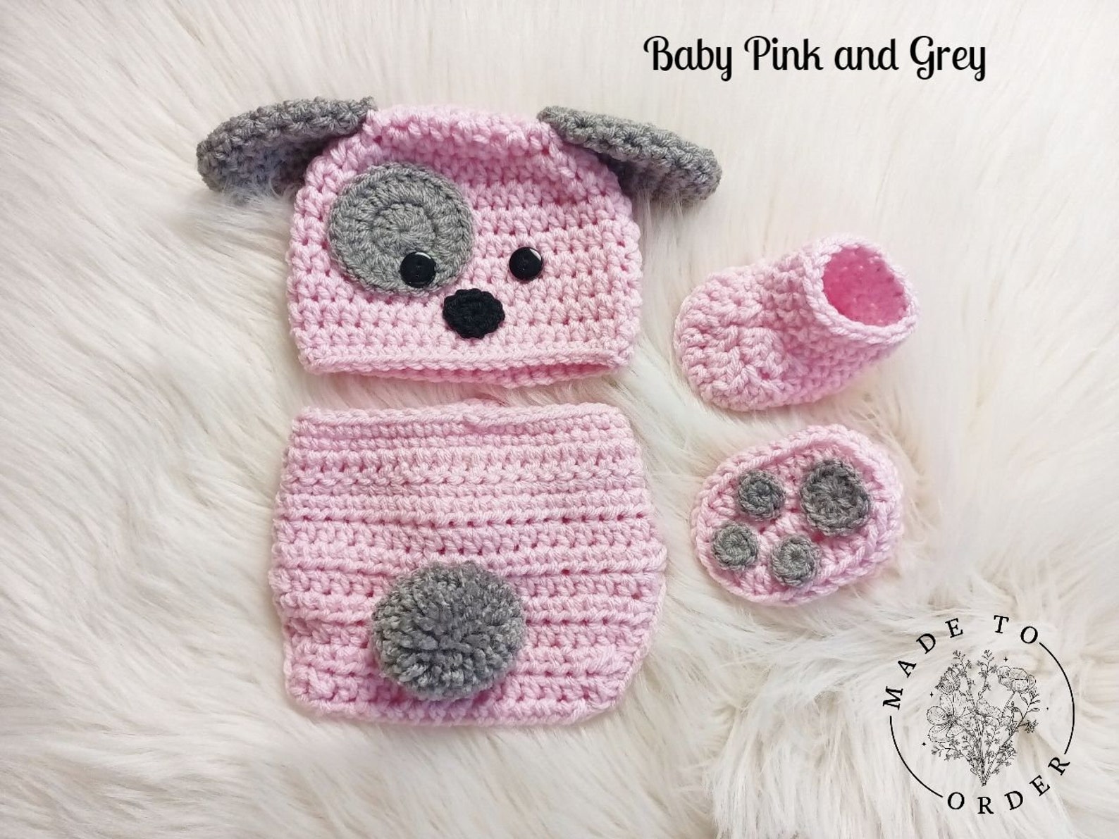 Crochet Baby Puppy Hat and Diaper Cover, Newborn Photo Prop, Halloween ...