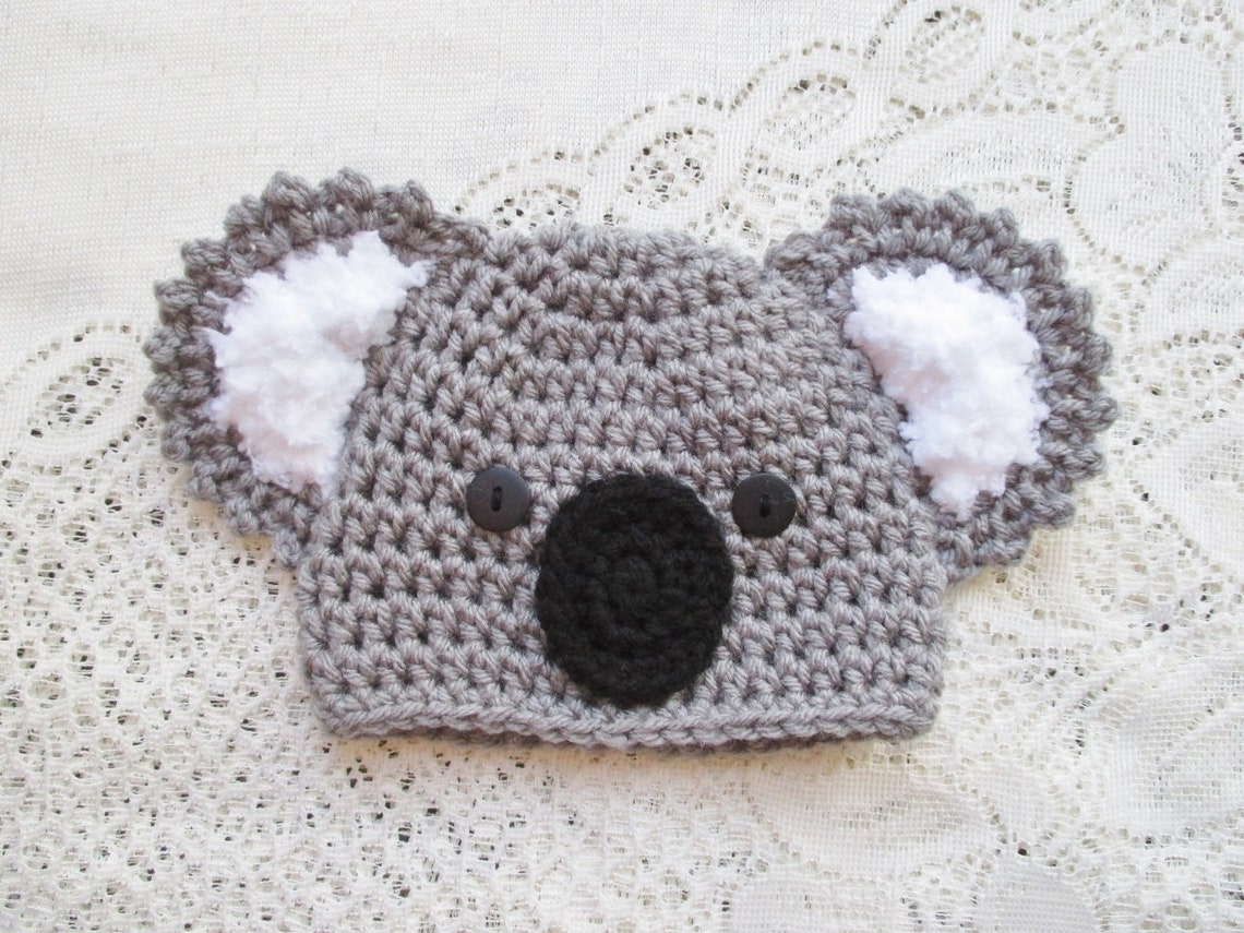 Koala Bear Crochet Hat Winter Hat Photo Prop Animal Hat - Etsy
