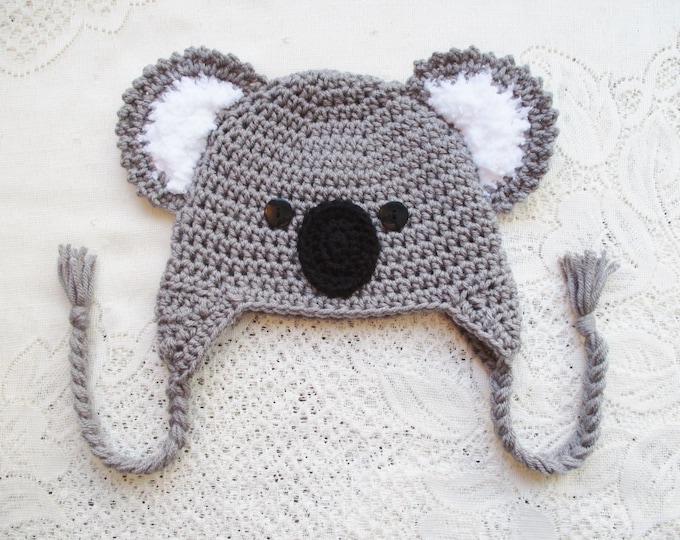 Knit Koala Beanie, Koala Hats, Koala Bear Beanie, Baby Koala Hat ...