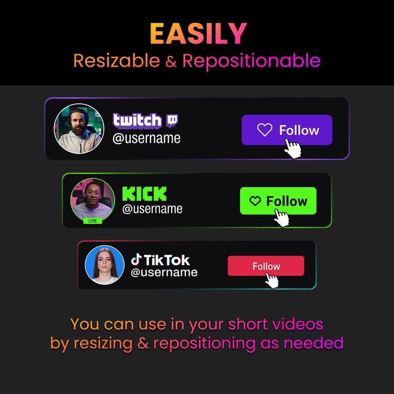 Animated Overlay for Twitch, Tiktok & Kick | Custom Social Media Lower ...