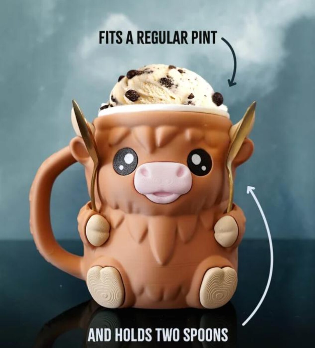 Ferdinand the Highland Cow | 3D Printed Ice Cream Pint Holder With ...