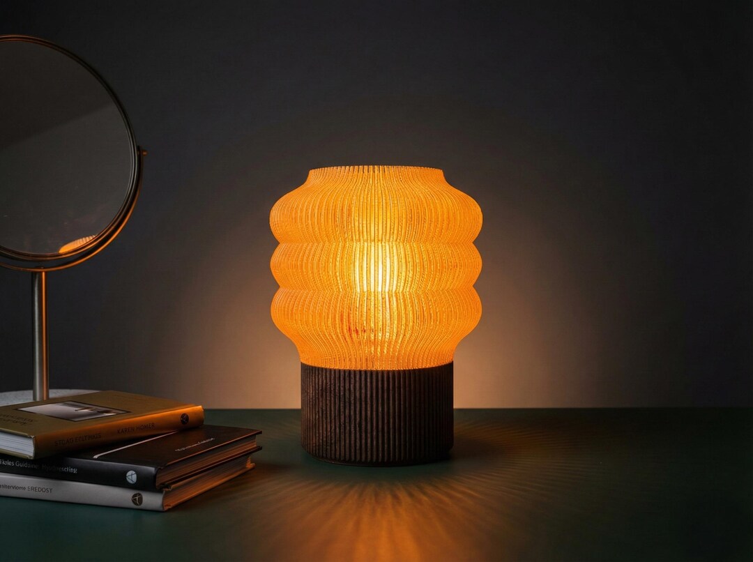 Ripple Glow – 3D Printed Ambient Table Lamp | Modern Sculptural Bedside ...