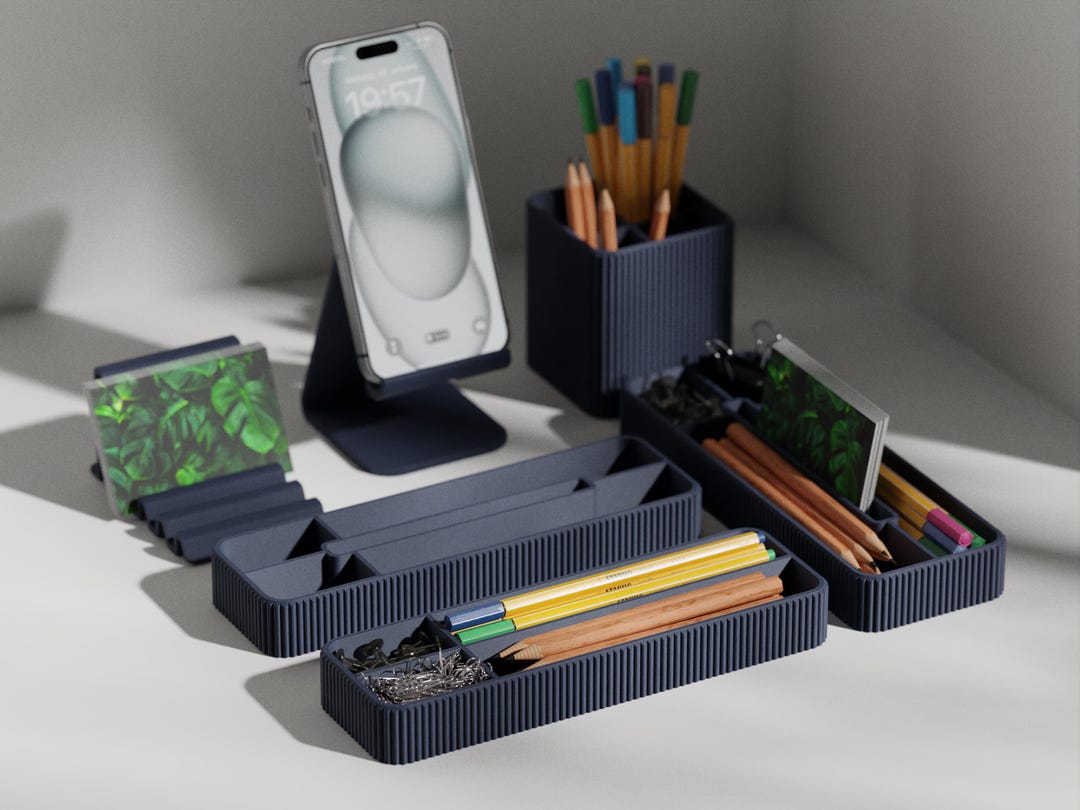 Minimalistic Desktop Organiser Set – Ribbed or Smooth - Etsy
