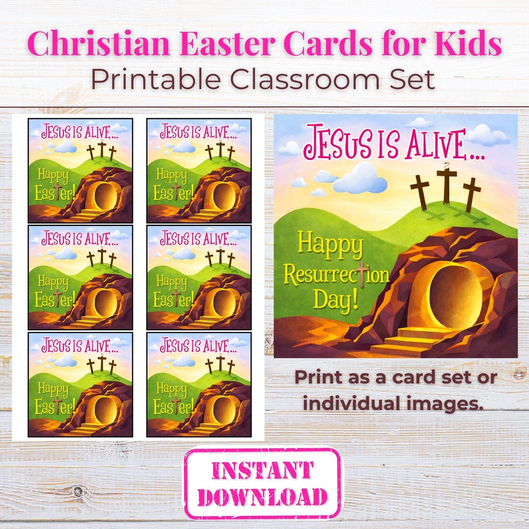 Christian Easter Cards for Kids | Jesus is Alive Printable Tags ...