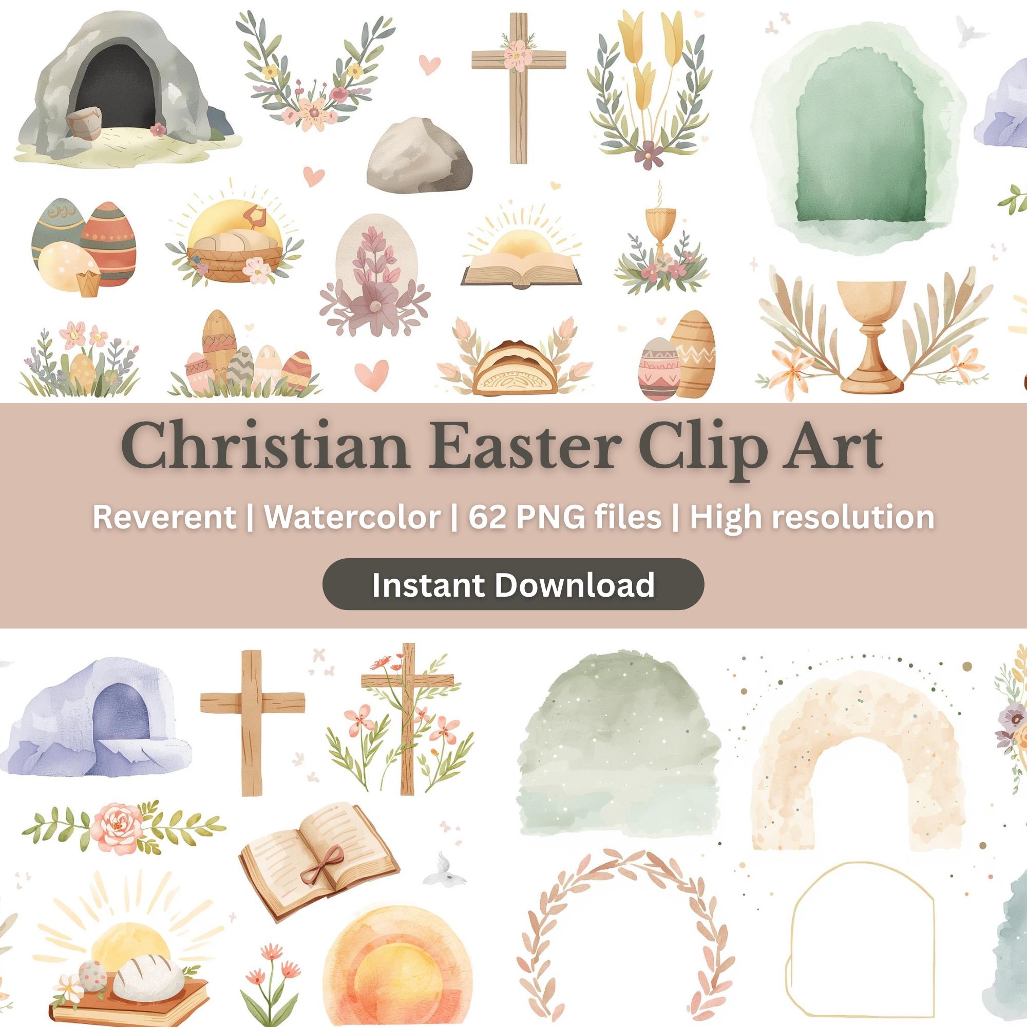 Christian Easter Clip Art | Resurrection Day Watercolor Graphics ...