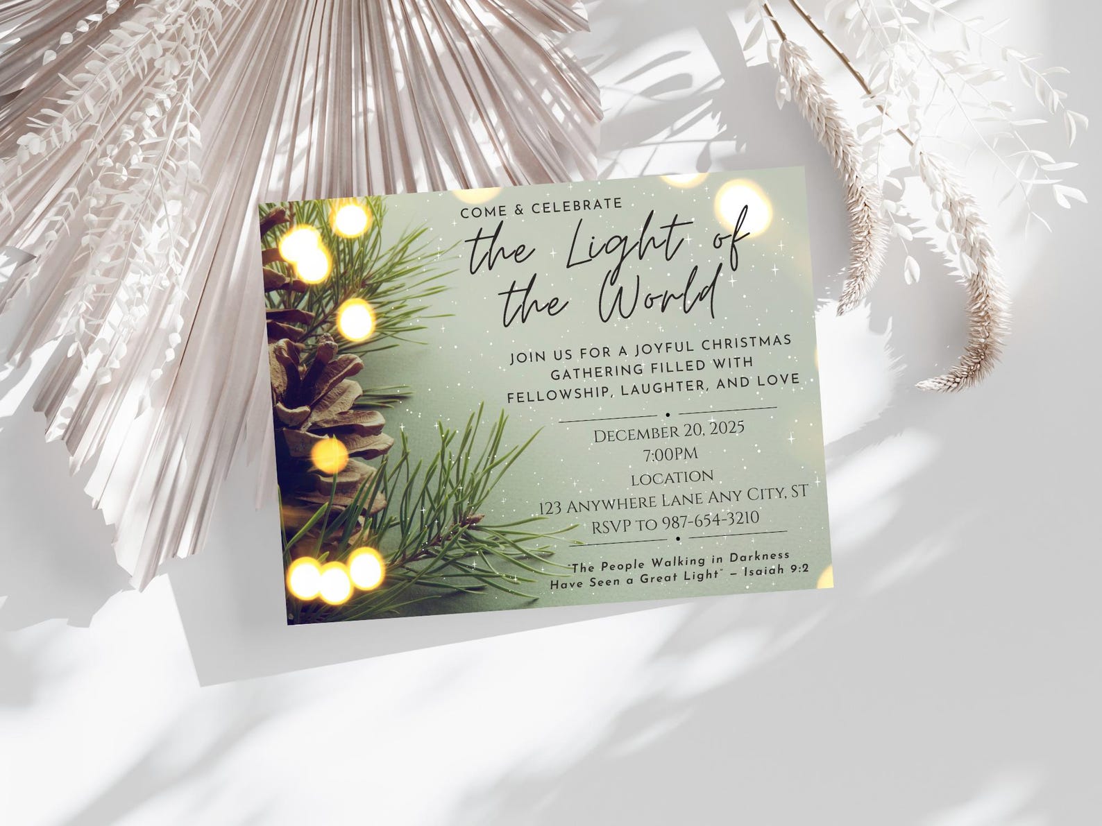 Christian Christmas Party Invitation, Minimalist Holiday Design ...