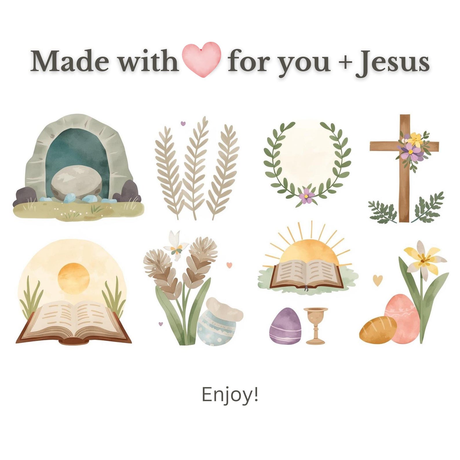 Christian Easter Clip Art | Resurrection Day Watercolor Graphics ...