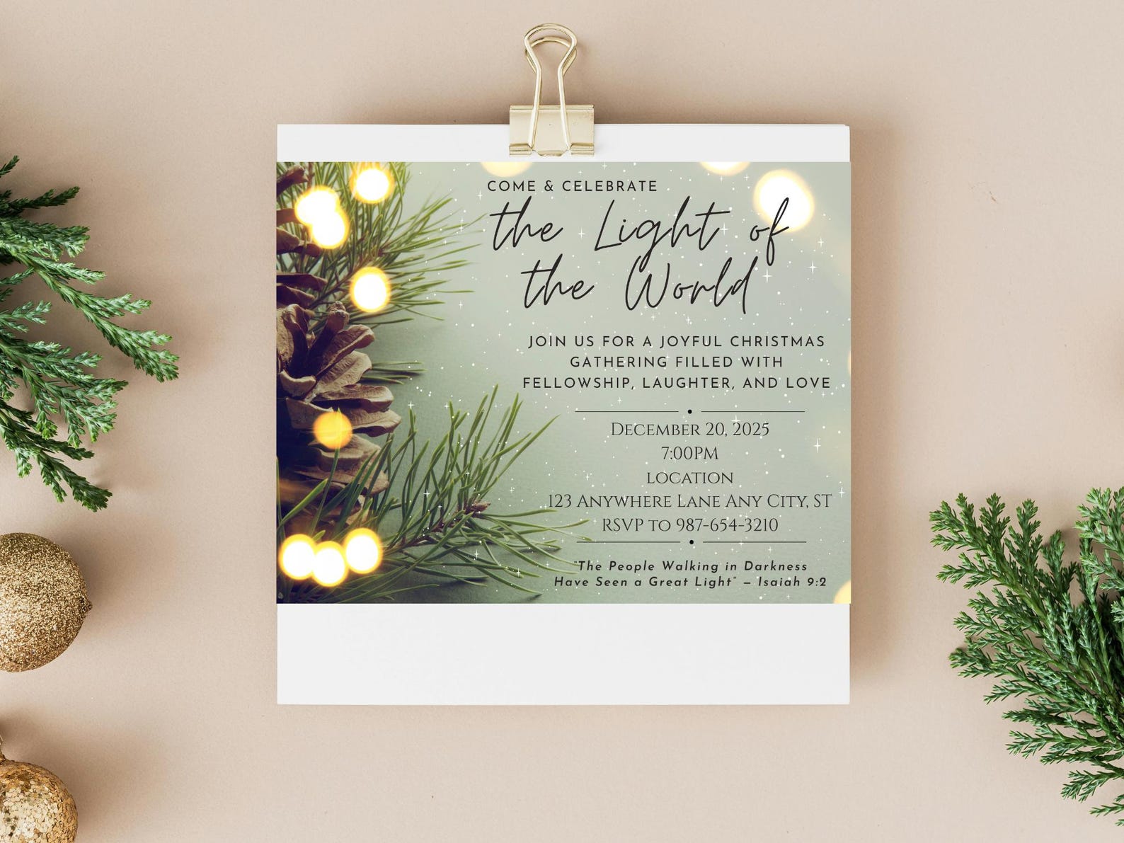 Christian Christmas Party Invitation, Minimalist Holiday Design ...