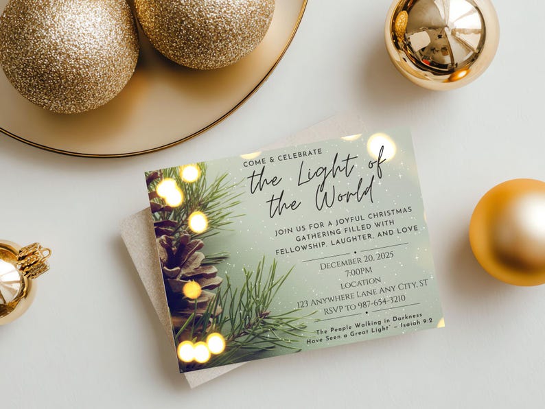 Christian Christmas Party Invitation, Minimalist Holiday Design ...
