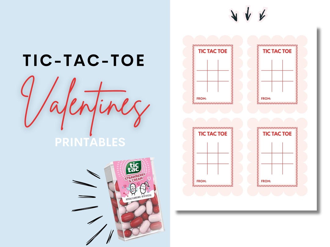 Valentine Tic Tac Toe Game Card | Classroom Printable (instant Download ...